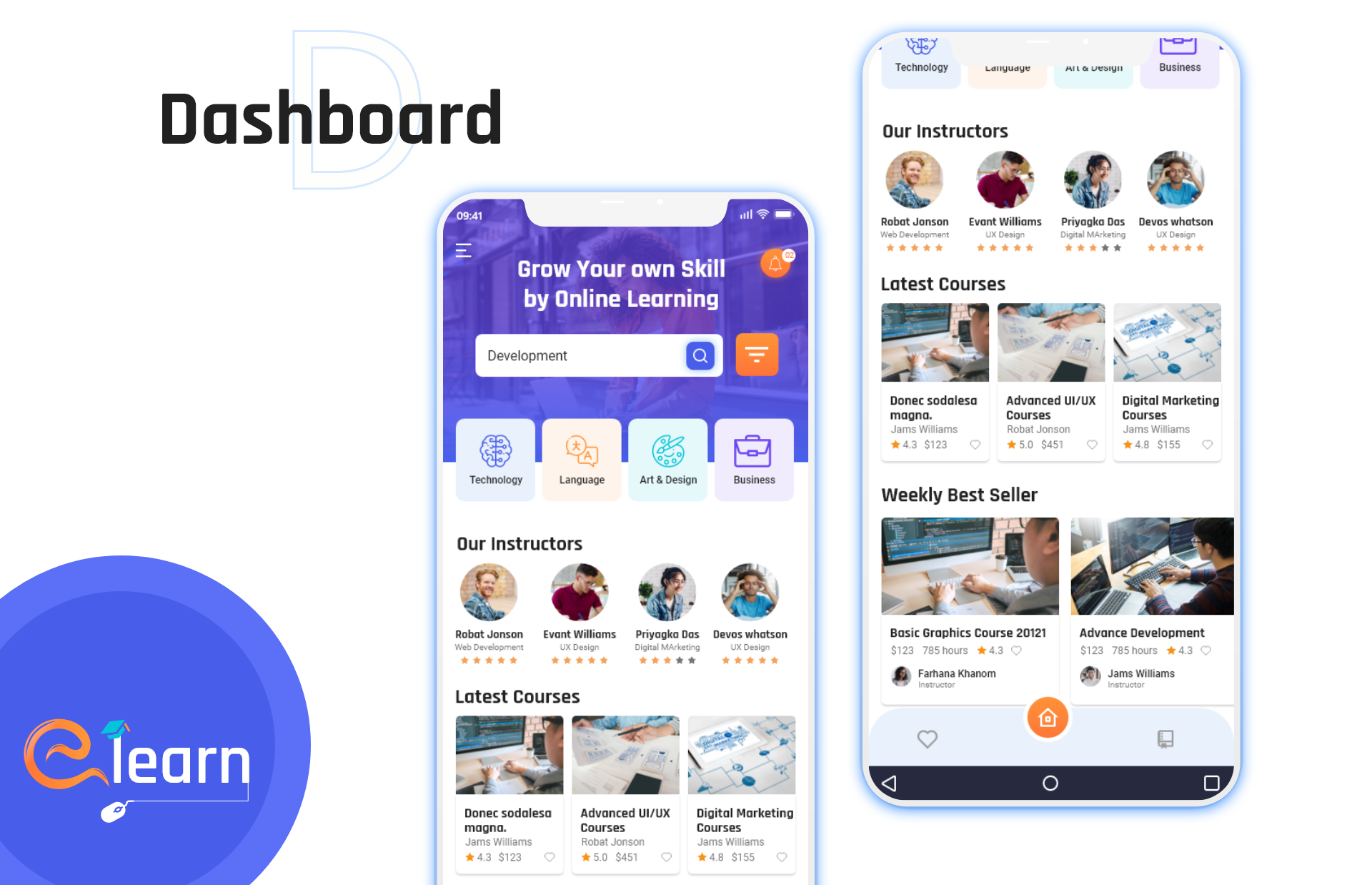 Elearn - Online Learning Mobile App UI Kit by ViserLab | ThemeForest